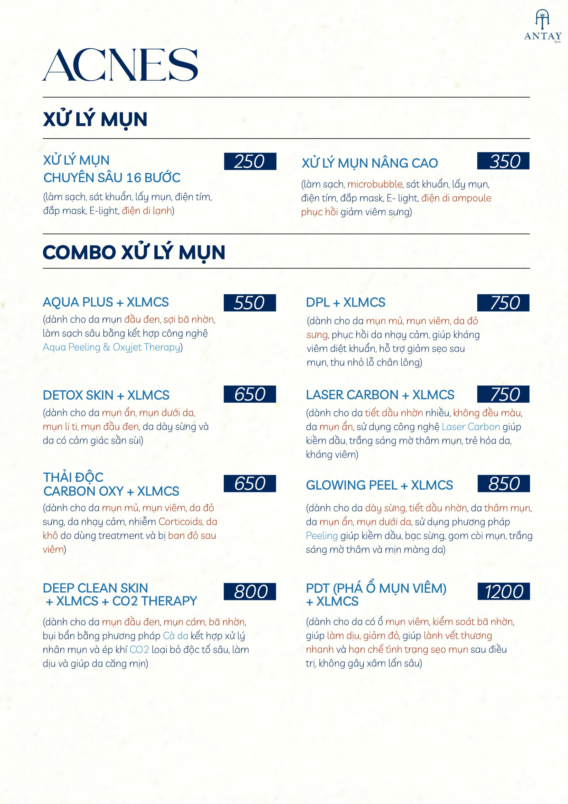 Menu | AnTay Spa