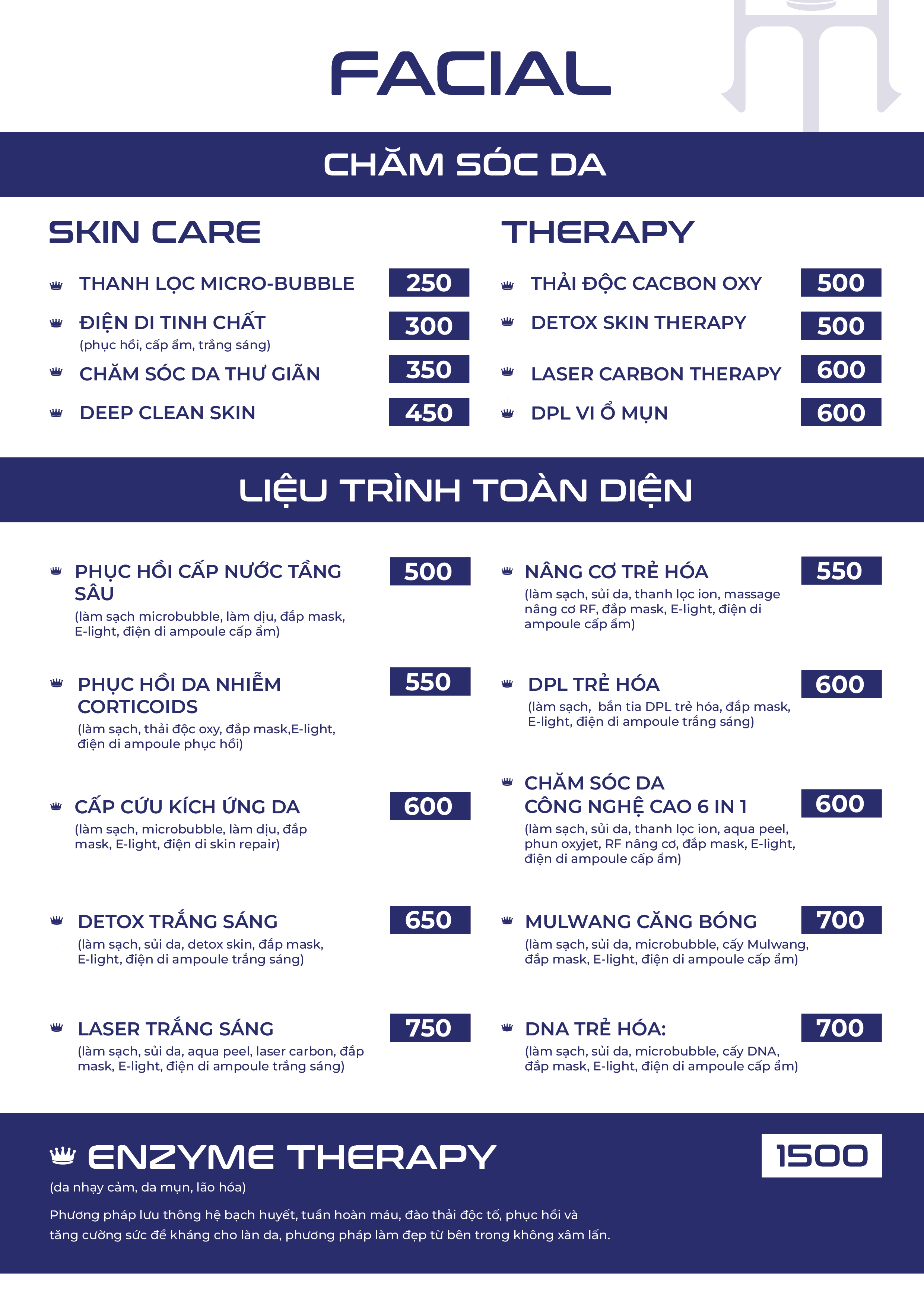 Menu | AnTay Spa